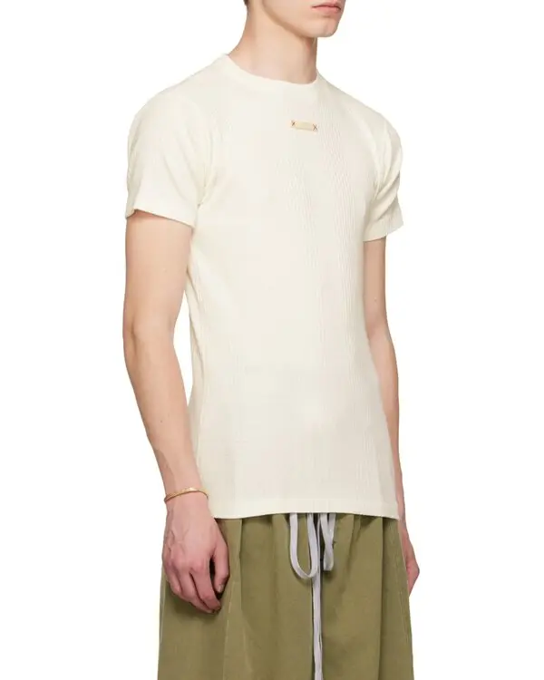 MAISON MARGIELA Logo Patch Knitted T-shirt - White