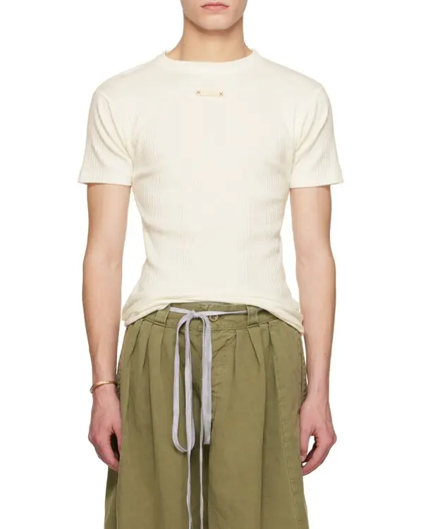 MAISON MARGIELA Logo Patch Knitted T-shirt - White