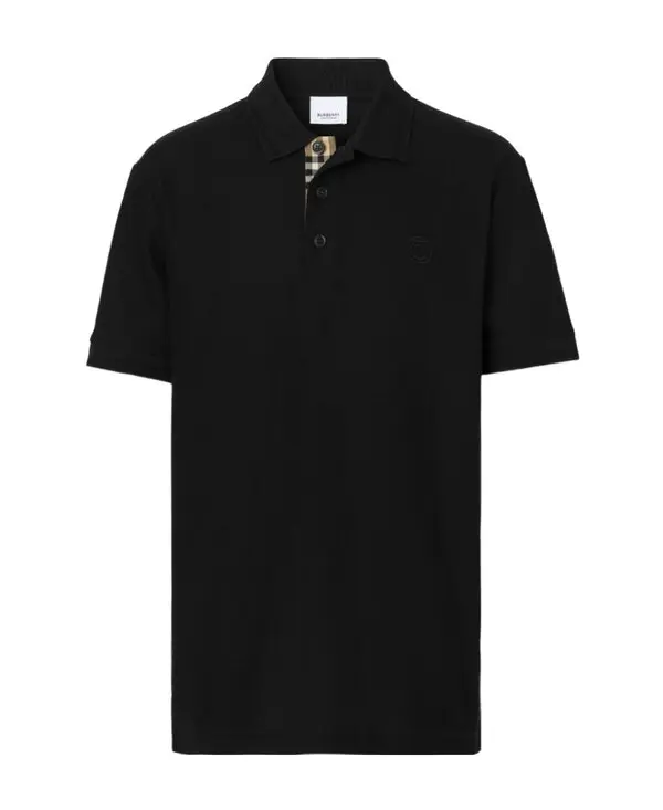 Burberry Logo Embroidered Short-sleeved Polo Shirt - Black
