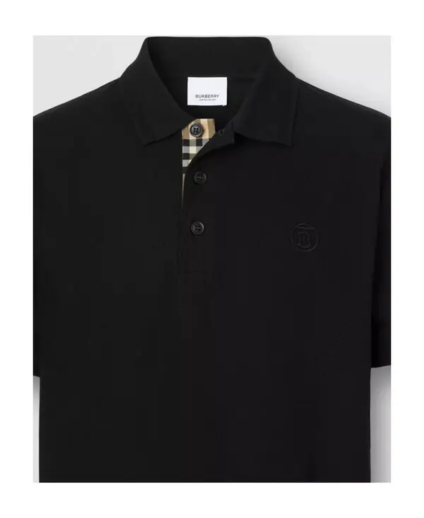 Burberry Logo Embroidered Short-sleeved Polo Shirt - Black