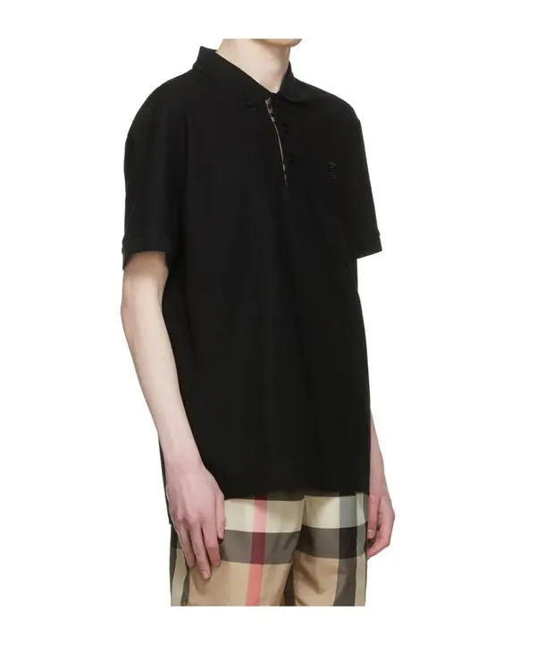 Burberry Logo Embroidered Short-sleeved Polo Shirt - Black
