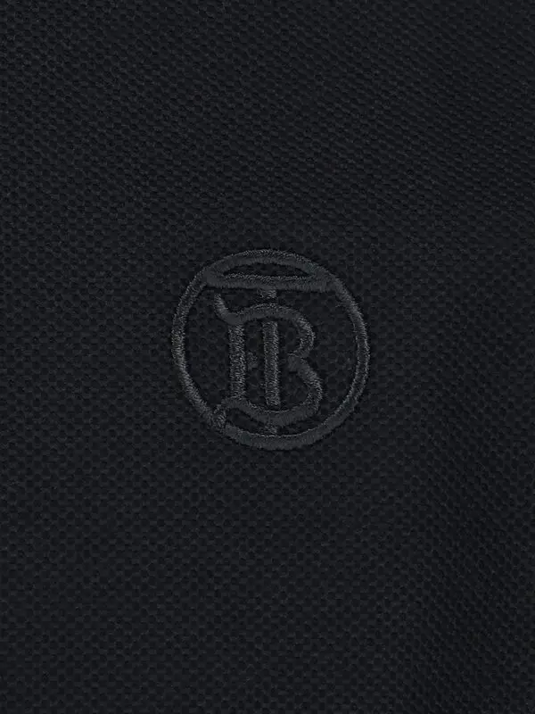 Burberry Logo Embroidered Short-sleeved Polo Shirt - Black