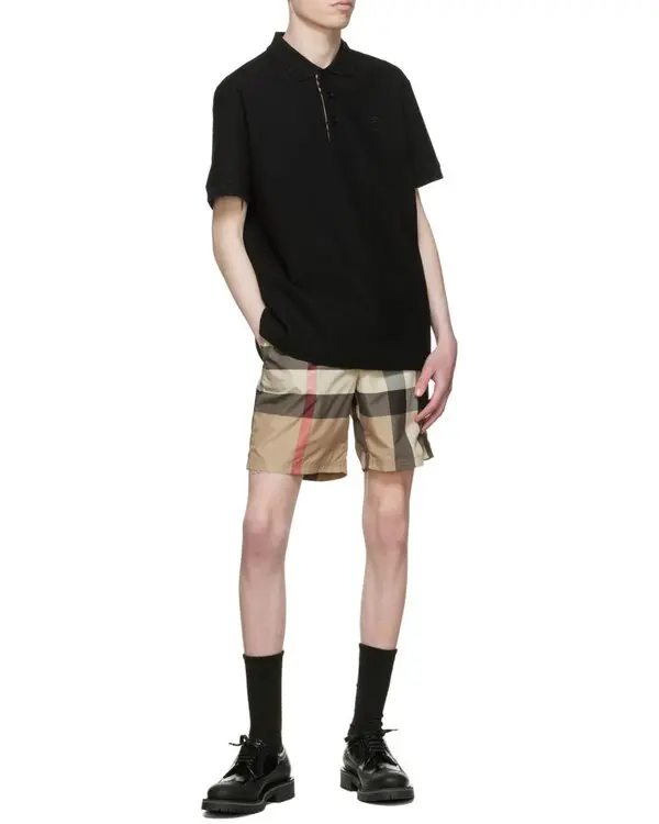 Burberry Logo Embroidered Short-sleeved Polo Shirt - Black