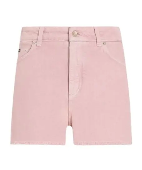 Dolce & Gabbana Dolce Gabbana Logo Plaque Frayed Hem Denim Shorts - Pink