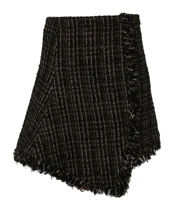 Sacai Asymmetrical Mini Skirt With Raw Edge Hem - Black