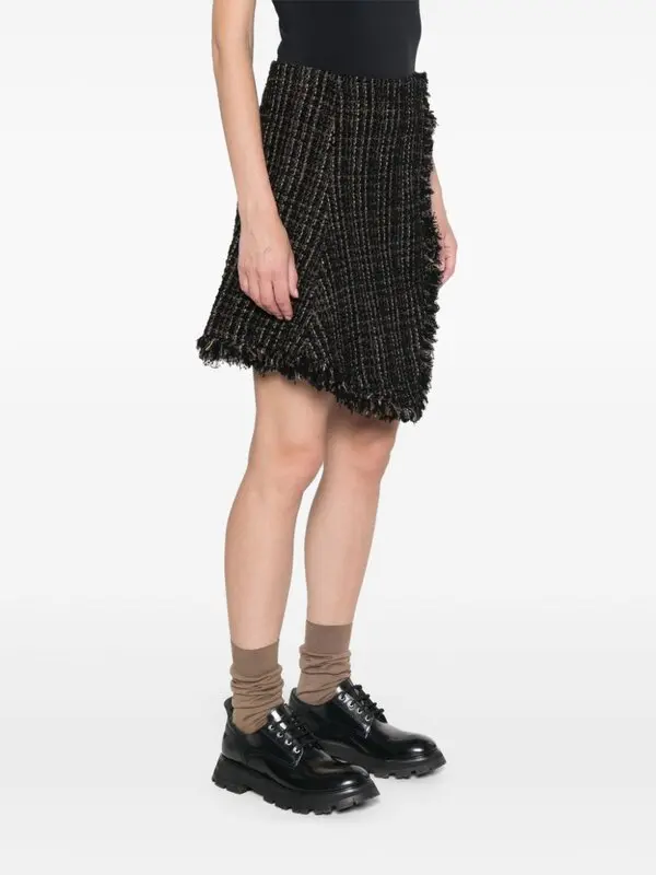 Sacai Asymmetrical Mini Skirt With Raw Edge Hem - Black