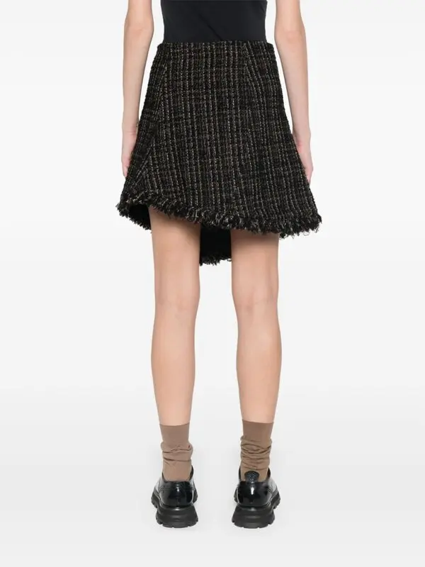 Sacai Asymmetrical Mini Skirt With Raw Edge Hem - Black