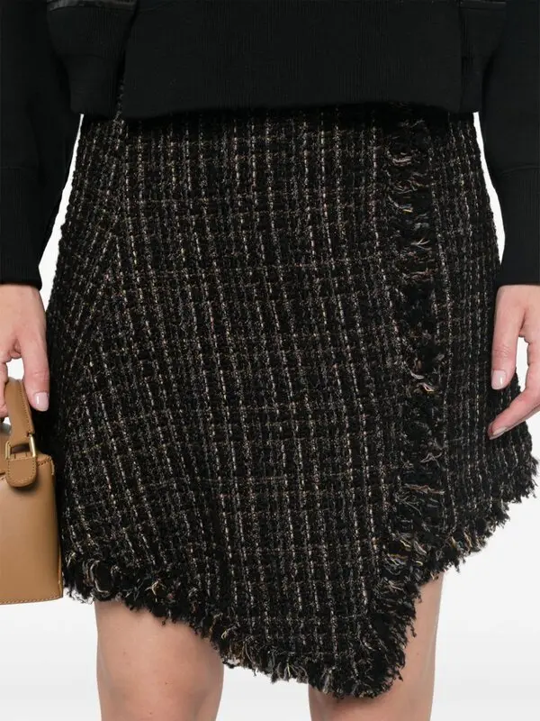 Sacai Asymmetrical Mini Skirt With Raw Edge Hem - Black