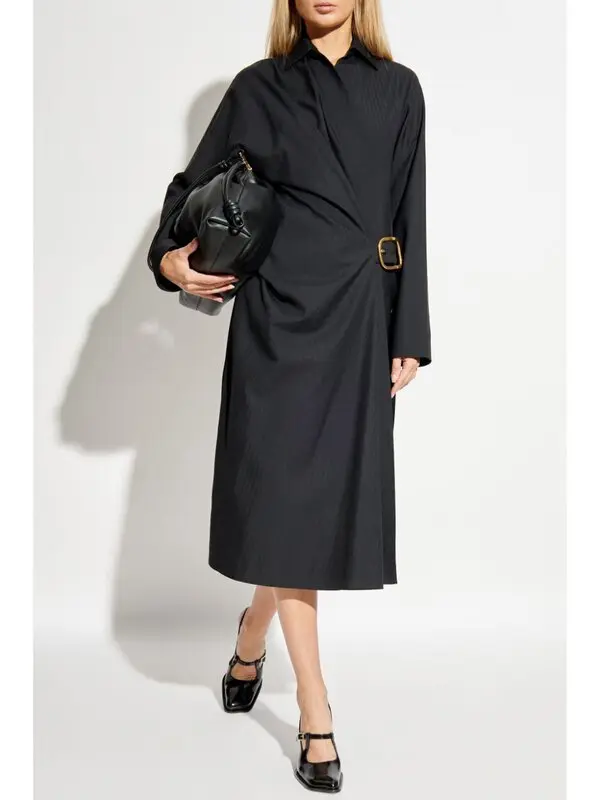 Loewe Buckle Detailed Gathered Midi Dress