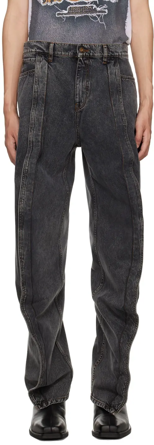 Y/project Draped Low-rise Wide-leg Jeans