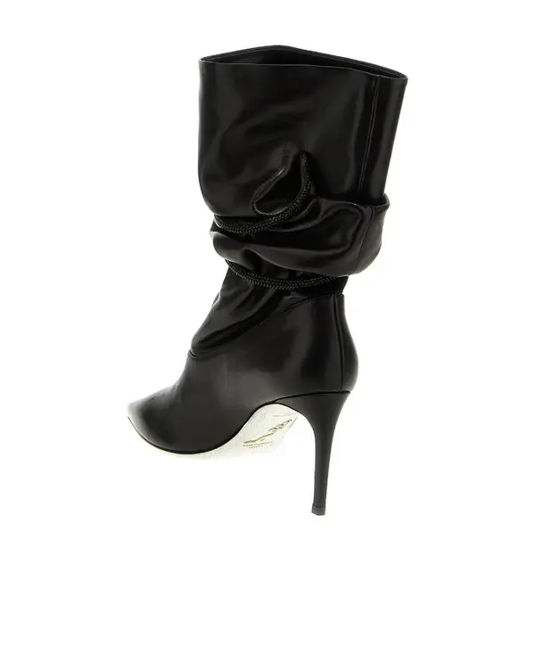 Rene Caovilla Pointed Toe Stiletto Heel Ankle Boots