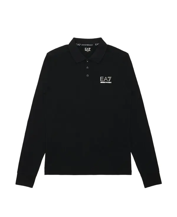 EA7 Polo Shirt With Logo Pattern - Black