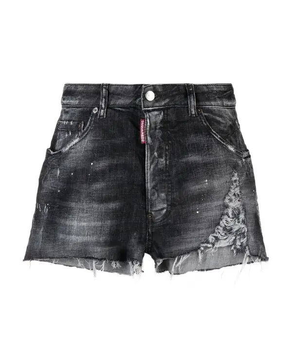 Dsquared2 Distressed Denim Shorts - Black