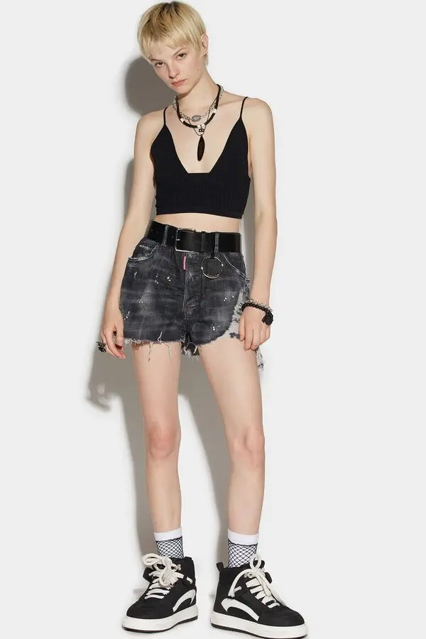 Dsquared2 Distressed Denim Shorts - Black