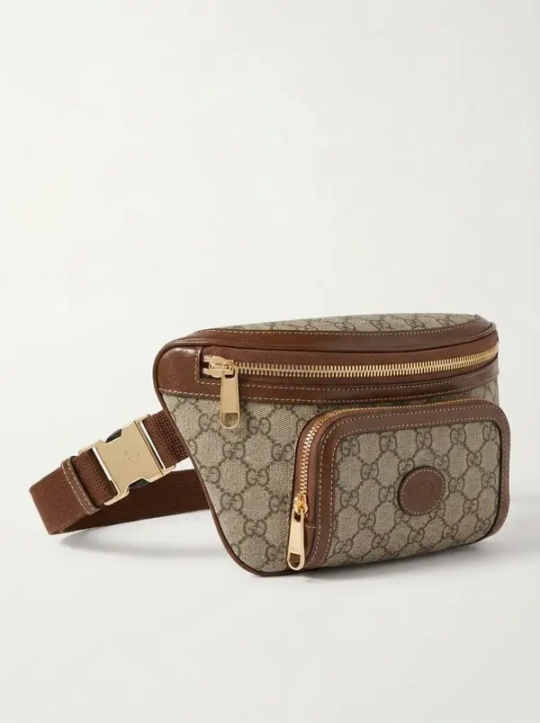 Gucci Logo Patch Monogrammed Belt Bag - Brown