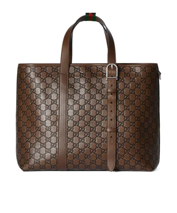 Gucci Gg Emblem Large Tote Bag - Black