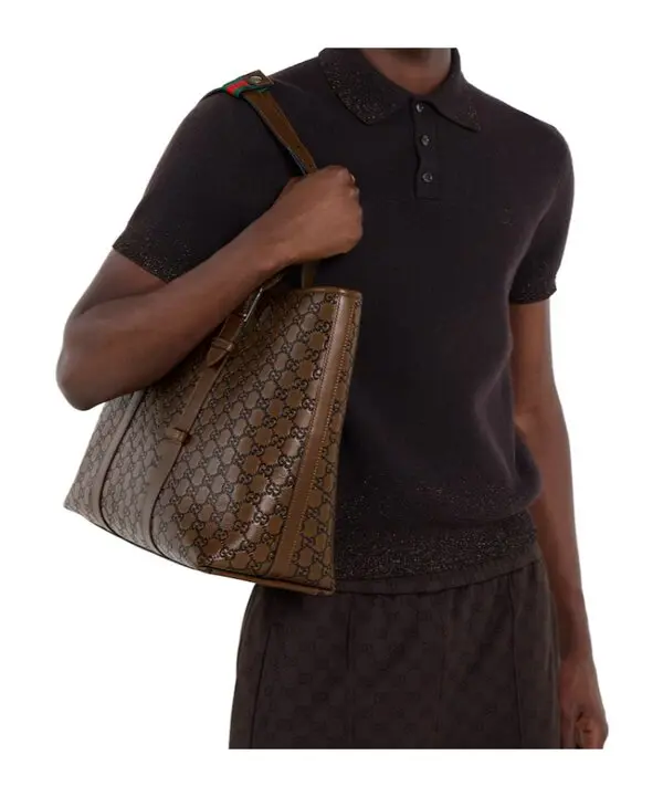 Gucci Gg Emblem Large Tote Bag - Black