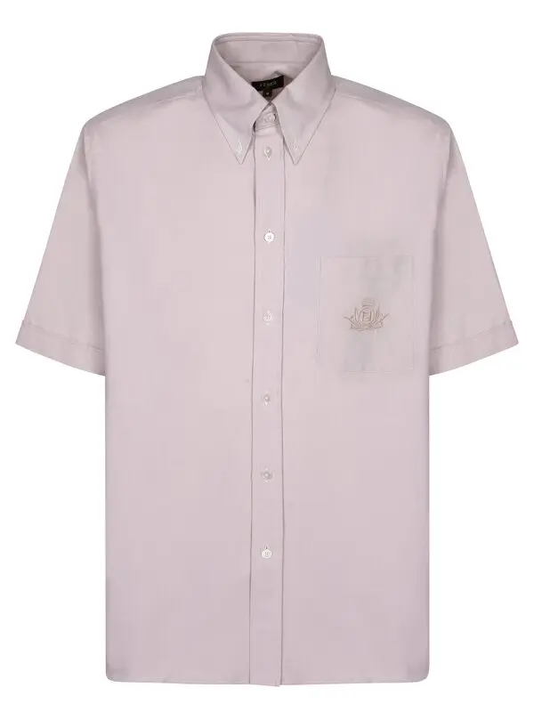 Fendi Logo Embroidered Short-sleeved Shirt - Beige