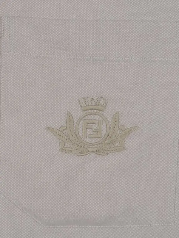 Fendi Logo Embroidered Short-sleeved Shirt - Beige