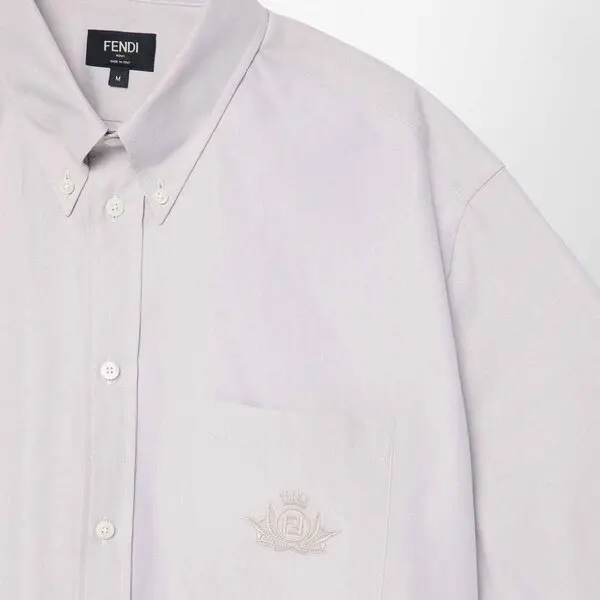 Fendi Logo Embroidered Short-sleeved Shirt - Beige