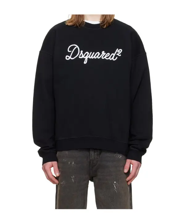 Dsquared2 Crew Neck Sweatshirt With Embroidered Logo - Black