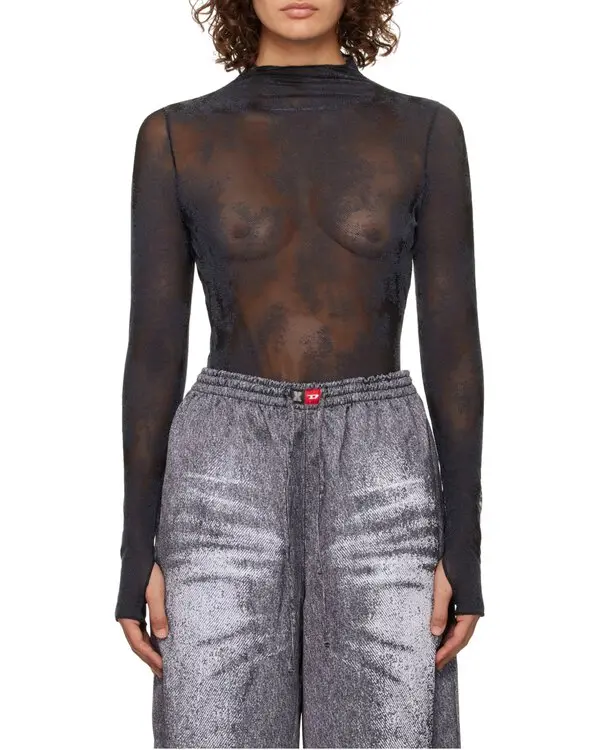DIESEL® Logo Plaque Bodysuit - Black