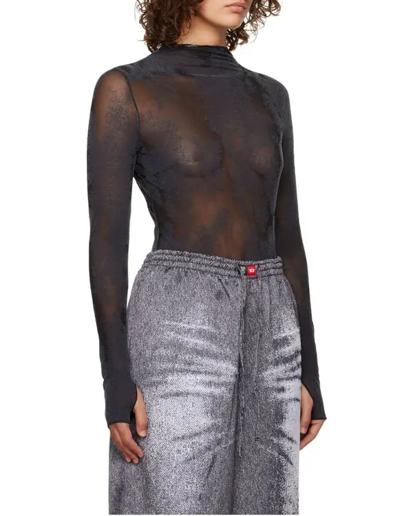 DIESEL® Logo Plaque Bodysuit - Black