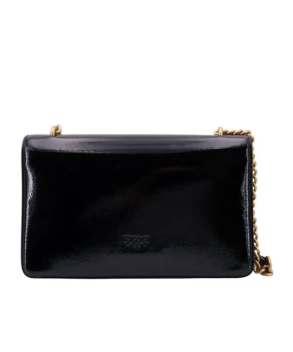 Pinko Love Birds Foldover Top Shoulder Bag - Black