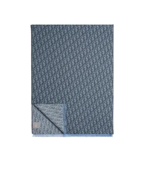 Dior Oblique Fringed Scarf - Blue