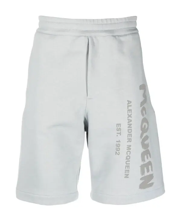 Alexander McQueen Logo Print Shorts - Gray