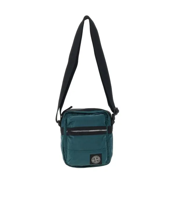 Stone Island Econyl Messenger Bag With Logo Patch - Dark Turquoise