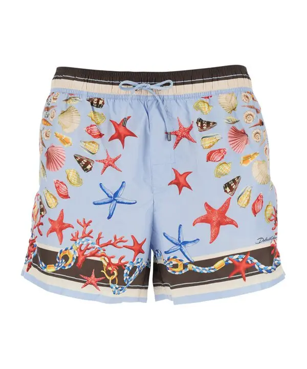 Dolce & Gabbana Shell Print Swim Shorts - Blue