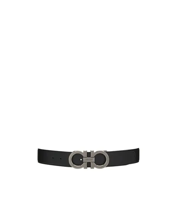 FERRAGAMO Gancini Buckle Belt - Midnight Blue/black