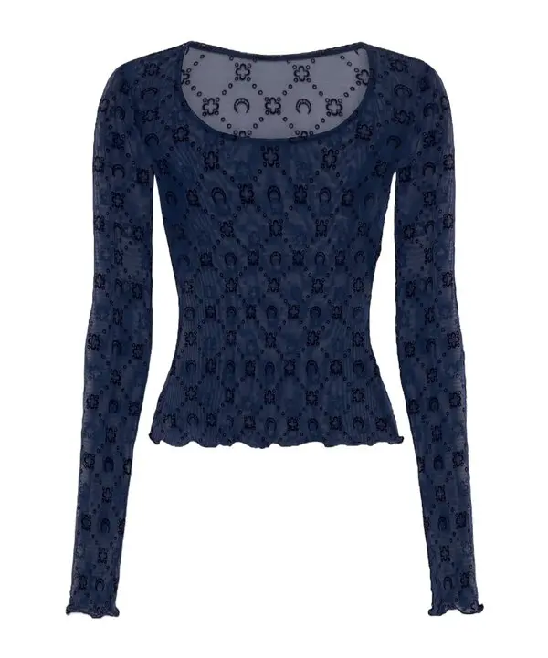 MARINE SERRE Moonogram Mesh Long Sleeve Top