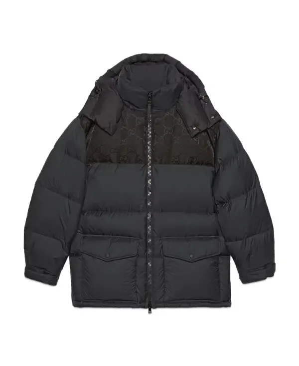 Gucci Zip-up Puffer Jacket With High Collar And Removable Hood