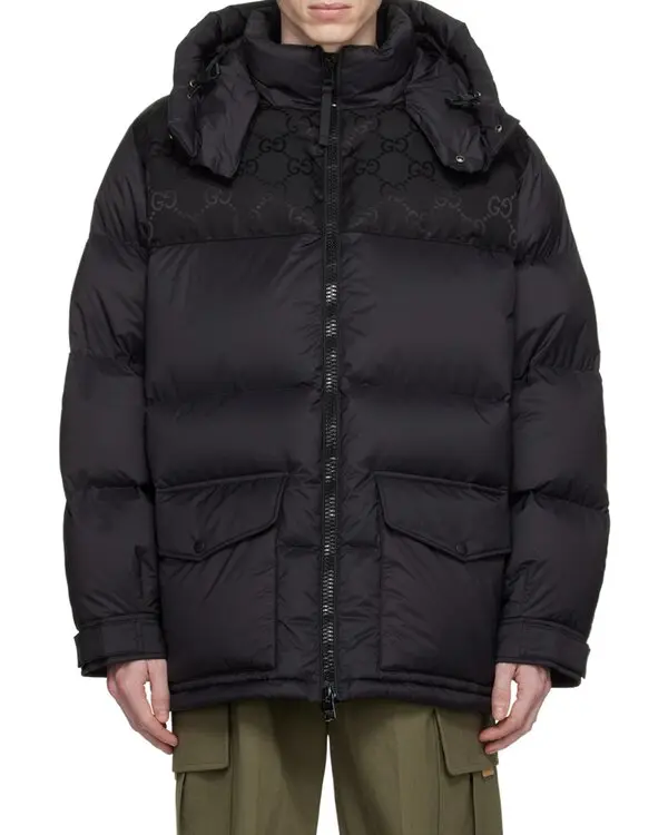 Gucci Zip-up Puffer Jacket With High Collar And Removable Hood