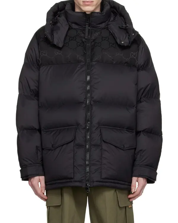 Gucci Zip-up Puffer Jacket With High Collar And Removable Hood
