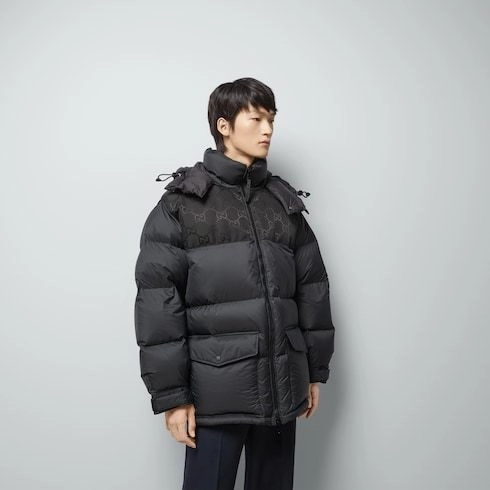Gucci Zip-up Puffer Jacket With High Collar And Removable Hood