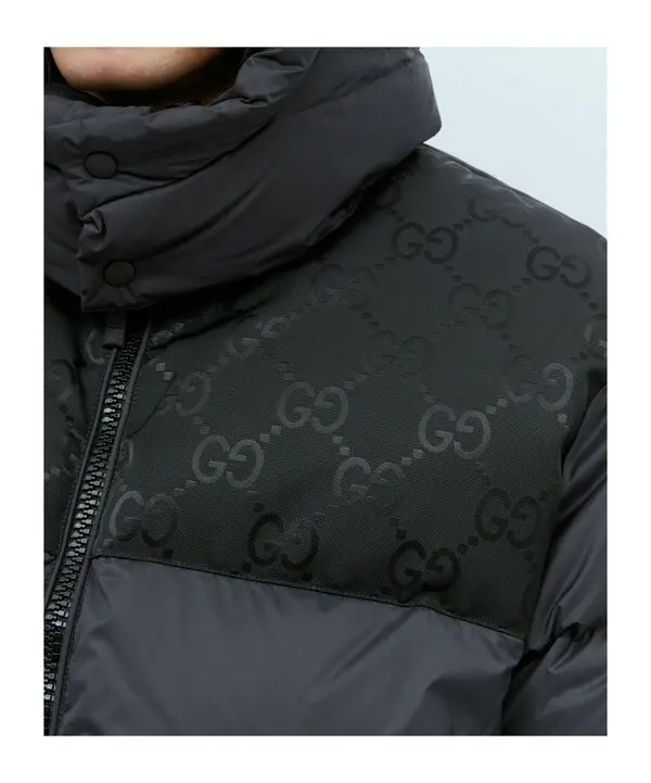 Gucci Zip-up Puffer Jacket With High Collar And Removable Hood