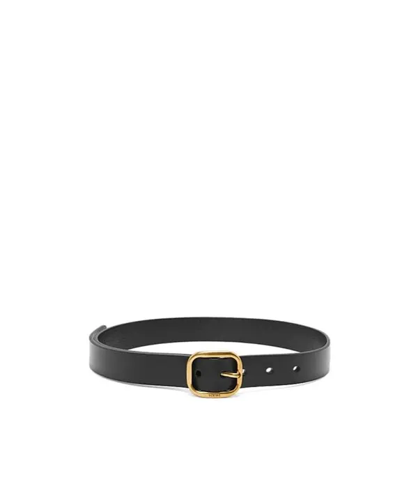 Loewe Engraved Buckle Leather Belt - Black/gold