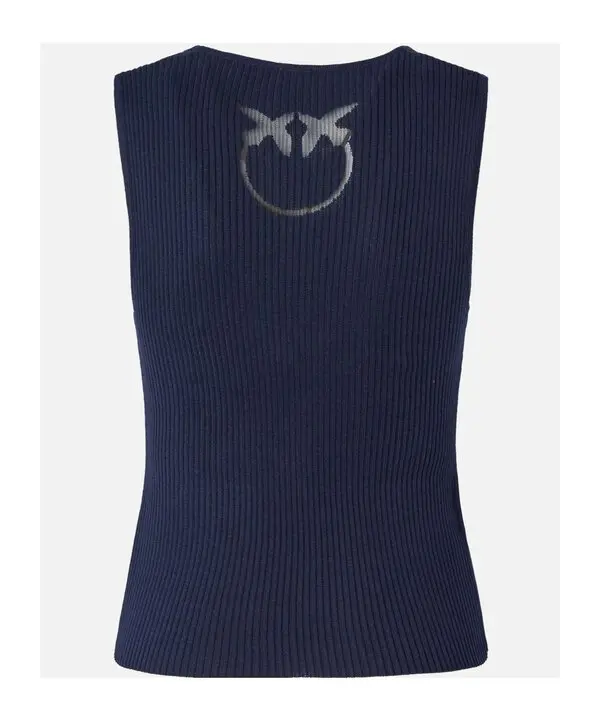 Pinko Sleeveless V-neck Knit Top - Blue