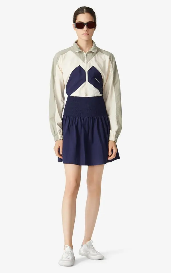 Kenzo High Waist Flared Mini Skirt With Logo Detail