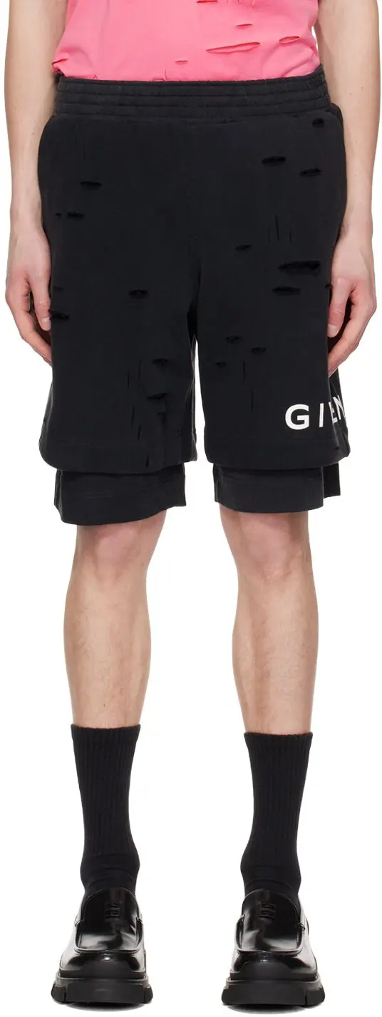 Givenchy Archetype Destroyed Effect Detailed Shorts - Faded Black