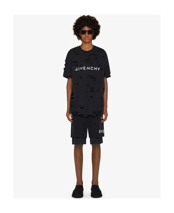 Givenchy Archetype Destroyed Effect Detailed Shorts - Faded Black