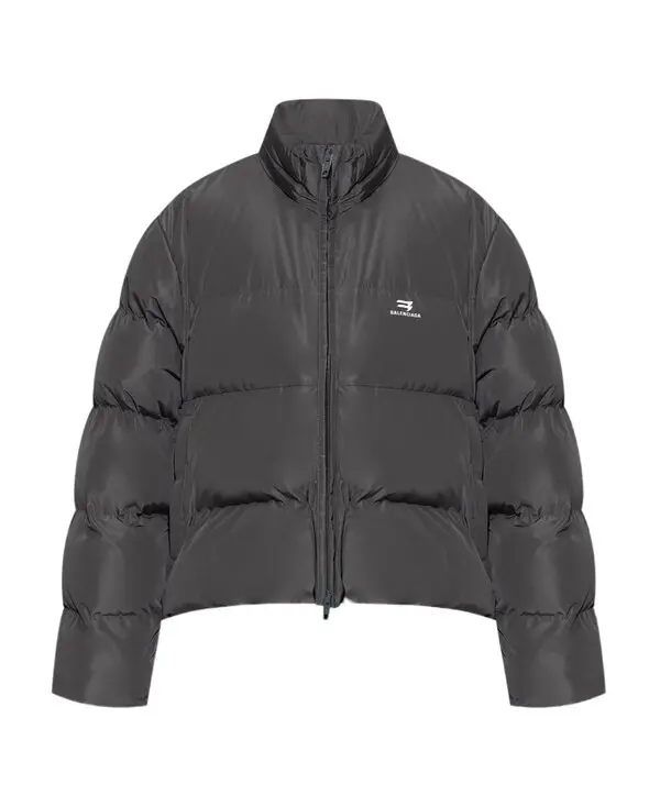 Balenciaga Logo Printed Padded Jacket - Black