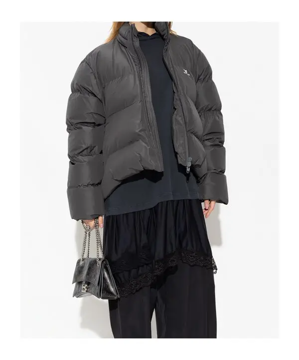 Balenciaga Logo Printed Padded Jacket - Black