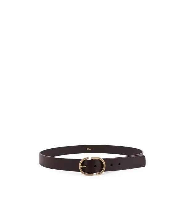 Dior Adjustable Waist Belt With Gold Tone Buckle - Dark Brown