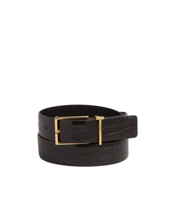 TOM FORD Square Buckle Belt - Dark Brown