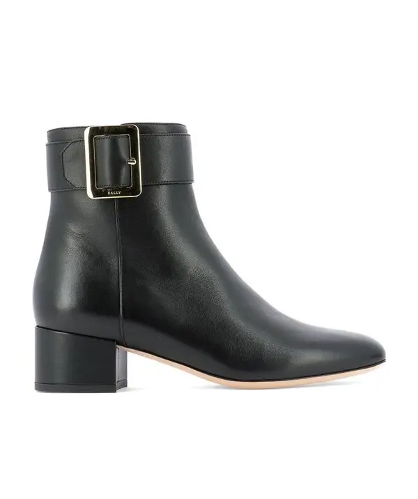 Bally Jay Ankle Boots With Gold Clasp - Black