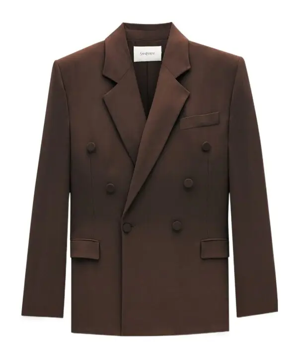 Saint Laurent Oversized Double-breasted Jacket - Marron